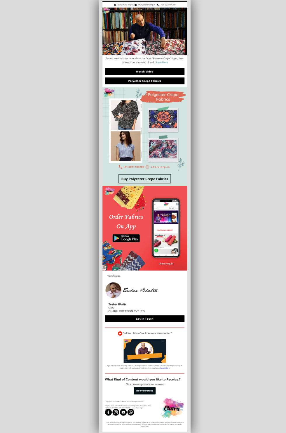 E-commerce Email Template Design to promote fashion fabric store.